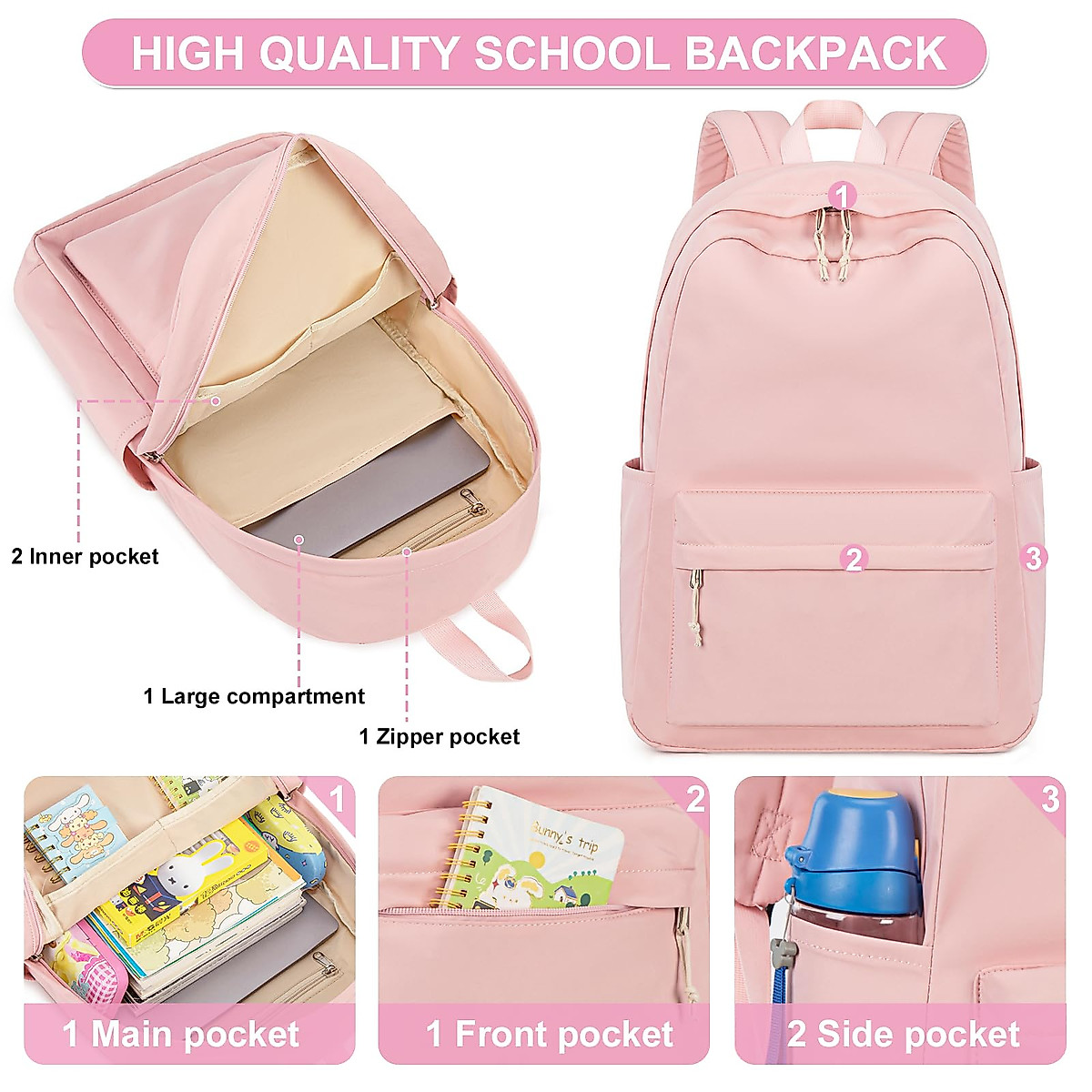 Backpack for Teen Girls Womens School Backpack Laptop Bookbags Travel Casual Rucksack Daypacks (Marble)