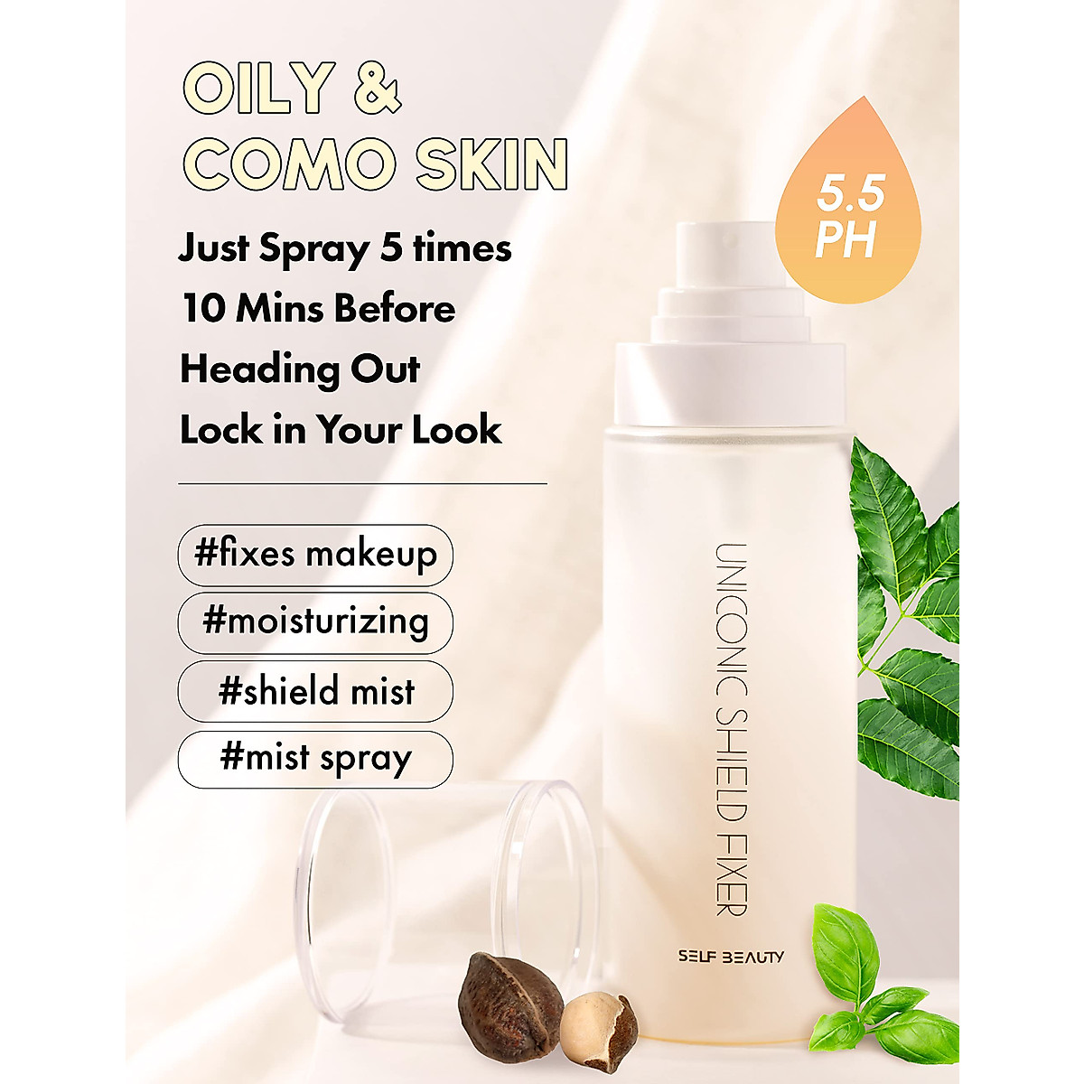 SELF BEAUTY Matte Makeup Setting Spray | Hydrating Matte Makeup Setting Spray | Matte Finish | Long-Lasting Makeup Fixing | Lightweight | Microfine Mist Spray | 3.38fl.oz, 100ml