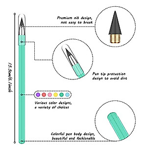 AUAUY 5 PCS Inkless Pencil, Infinity pencil, Reusable Everlasting Pencil, Replaceable Nib Inkless Pencil for Writing, Drawing, Drafting, Students Home Office School Supplies（Macaron）