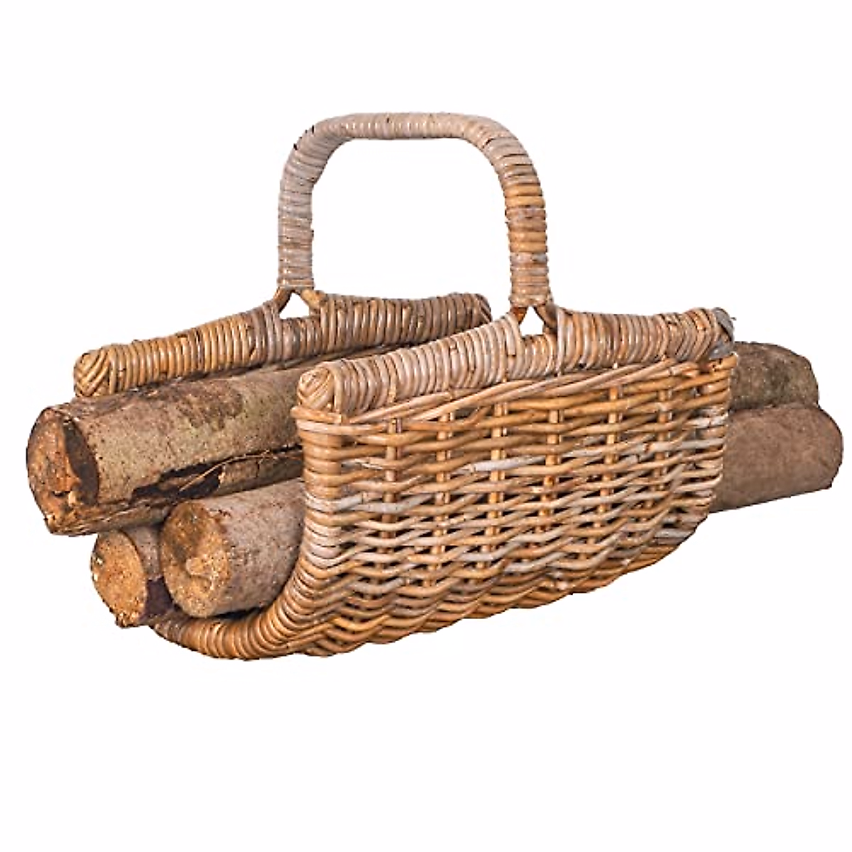 Vintiquewise Decorative Rattan Natural Log Holder Basket for Entryway, Dining, Living Room, or Bedroom