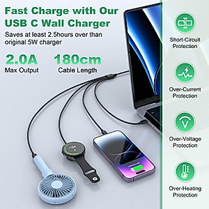 Quanlex 4 in 2 Watch Charger for Samsung Watch, USB-C, Micro USB and Lightning Cable, Galaxy Watch Charger for Samsung Galaxy Watch 3 4 5 Pro 4 Classic, Active 2 1, Galaxy S23/S22/S20, iPhone