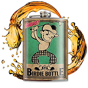 Birdie Bottle Golf - Flasks For Liquor For Men - Groomsmen Gifts - Flask For Women - 8oz Stainless Steel Flask - Liquor Flask For Men - Vintage Flasks For Liquor - Trixie And Milo