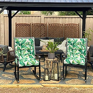 DYTXIII Set of 2 Outdoor High Back Chair Cushions 44"x 22",Water Repellent Rocking Chair Cushions Replacement, Seat/Back Chair Cushions for Patio,Porch,Balcony and Indoor - Swaying Palms