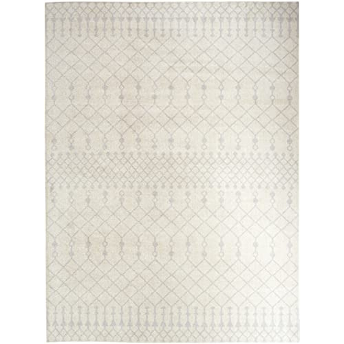Nourison Astra Machine Washable Moroccan Ivory 9' x 12' Area Rug, Easy Clean, Non Shedding, Bed Room, Living Room, Dining Room, Kitchen (9x12)