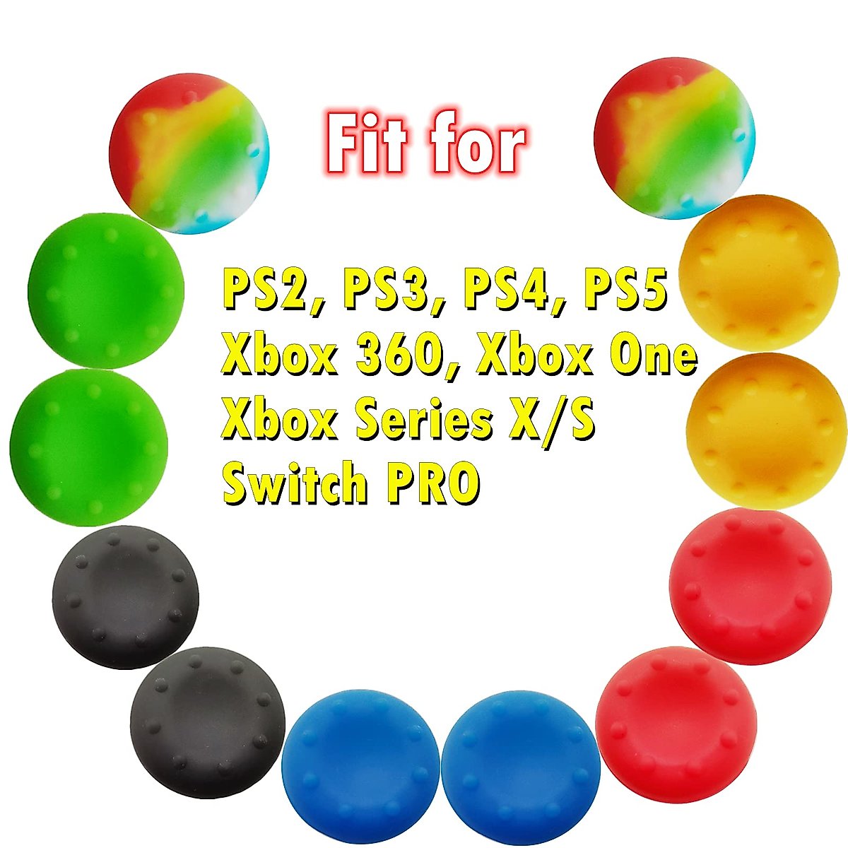 30pcs Joystick Grip for Ps5 Ps4 Controller, Silicone Thumb Grips Caps Cover Analog Stick for Playstation 5, Playstation 4 Controller, Xbox 360, Xbox One Controller (B 30pcs)