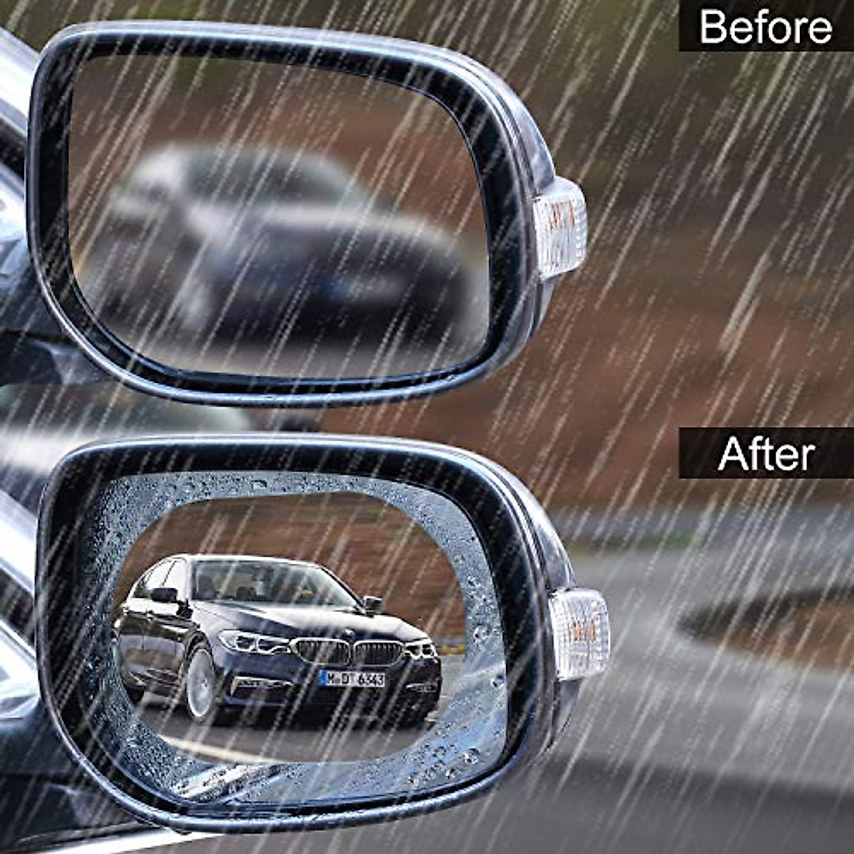 Foseal HD Transparent Nano Coating Rainproof Film for Car Rear View Mirror, Oval (5.31"x3.74"), 4 PCS