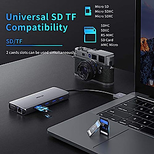 MacBook Pro Docking Station Dual Monitor HDMI Adapter,12 in 1 USB C Adapters for MacBook Pro Air Mac HDMI Dock Dongle Dual USB C to Dual HDMI VGA Ethernet AUX 4USB SD/TF100W PD