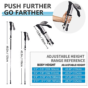 Collapsible Trekking Poles - 2-pc Pack Adjustable Hiking or Walking Sticks - Strong, Lightweight Aluminum 7075 - EVA Grip Handle for Climbing, Mountaining, Camping, Backpacking (BLACK-2PCS)