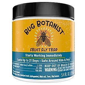 Bug Botanist Fruit Fly Trap: Natural Indoor Fruit Fly Killer, Family & Pet Friendly, 5.4oz Container