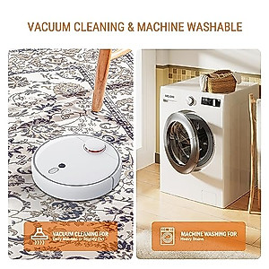 Boho Vintage Area Rug - 6x9 Large Washable Living Room Rug Ultra-Thin Non-Slip Non-Shedding Print Floor Carpet for Bedroom Home