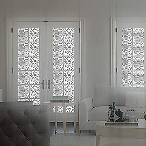 Yenhome Frosted Window Film Privacy Static Cling Window Film Decorative Window Film 3D Mosaic Window Sticker Sun Blocking Anti UV Glass Film for Door Bathroom Home Office Heat Control 17.7x118 inch