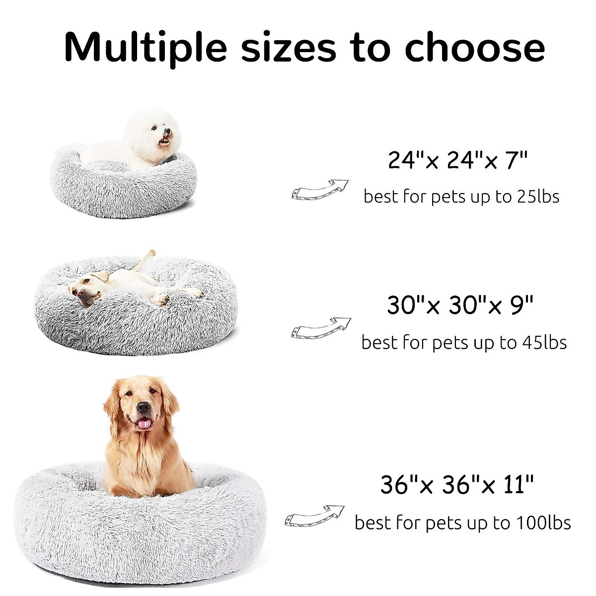 HACHIKITTY Dog Beds Calming Donut Cuddler, Puppy Dog Beds Large Dogs, Indoor Dog Calming Beds XLarge,36''