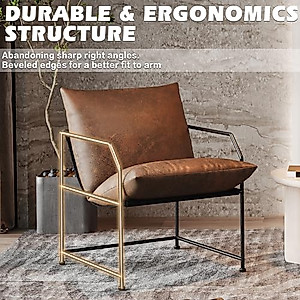 Homy Grigio Reading Chair Living Room Chairs Accent Chairs Set of 2 & 1 for Living Room Modern Teen Chairs for Bedroom Comfy Lounge Chairs Side Arm Chairs with Heavy Duty Metal Legs (Set of 1, Brown)
