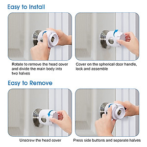 6 Pack Childproof Door Knob Cover, Anglecai Babyproof Baby Door Knob Safety Cover Baby Safety Door Handle Cover Door Knob Locks