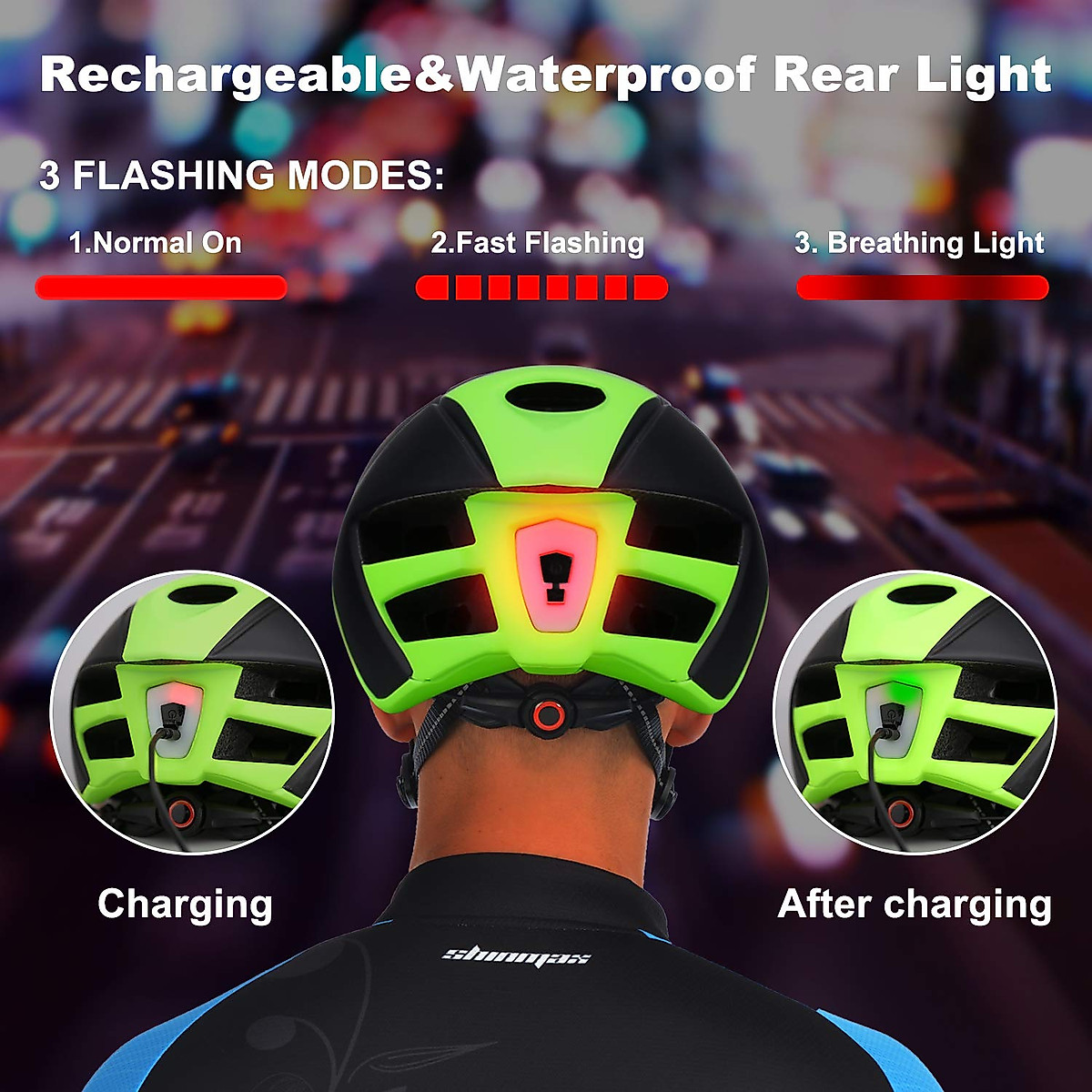 Shinmax Adult Bike Helmet,Bicycle Helmet with Removable Magnetic Goggles & USB Rechargeable Light Specialized Road Mountain Bike Helmet Adjustable Size Ultralight Cycling Helmet Men Women SM-T88