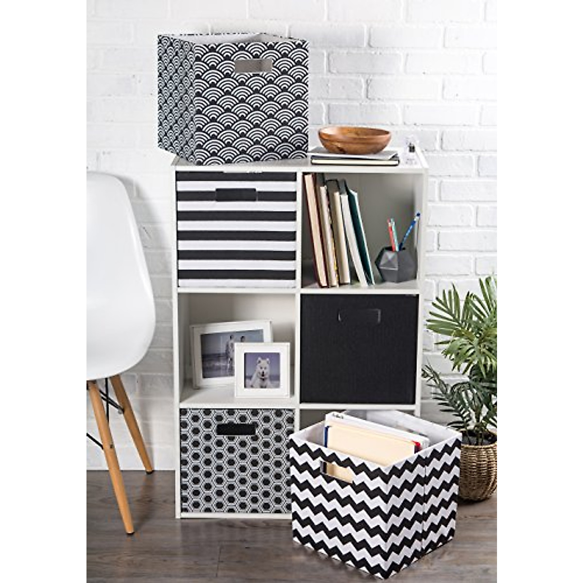 DII Collapsible Polyester Storage Cube, Chevron, Black, Large