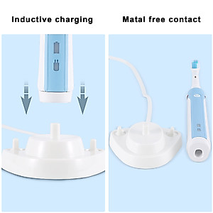 Toothbrush Charger for Oral B, POEXUJING Portable Inductive Electric Toothbrush Charger for Model 3757 with 2 Toothbrush Head Holders and 2 Dust Caps, Charging Base Power Cord for Travel Replacement