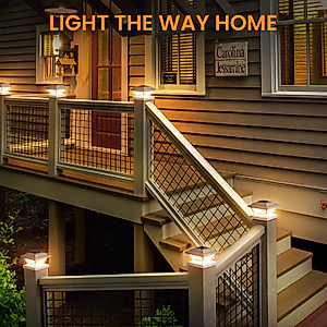 ELECLINK Solar Post Cap Lights 3 Pack, Warm White Solar Outdoor Post Lights, Waterproof Fence Post Cap Lights Solar Powered Fit 3.5x3.5 4x4 4.5x4.5 5x5 5.5x5.5 Post for Garden Fence Deck Yard