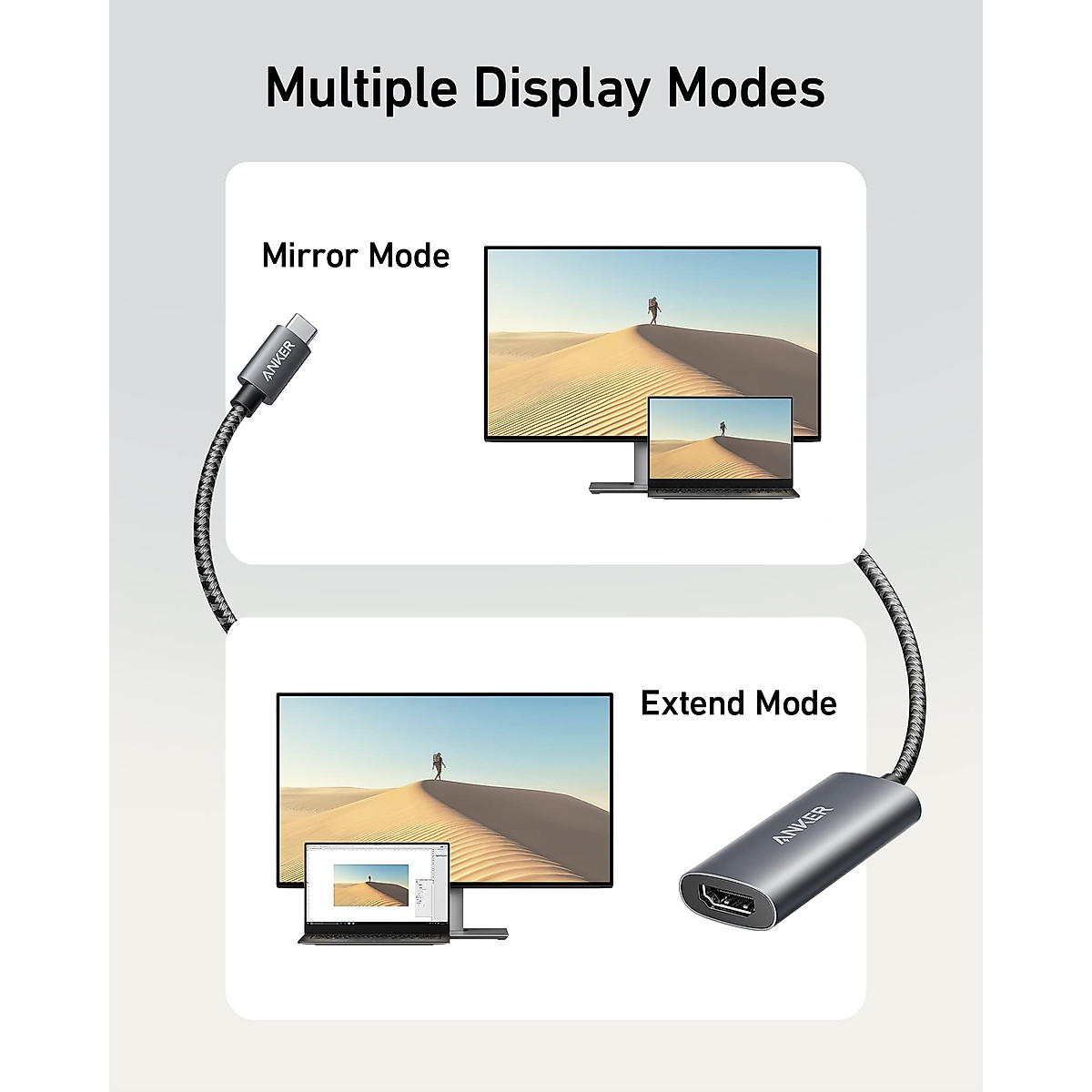 Anker USB-C to HDMI Adapter - 8K@60Hz or 4K@144Hz, for MacBook, iPad Pro, Pixelbook, XPS, and More