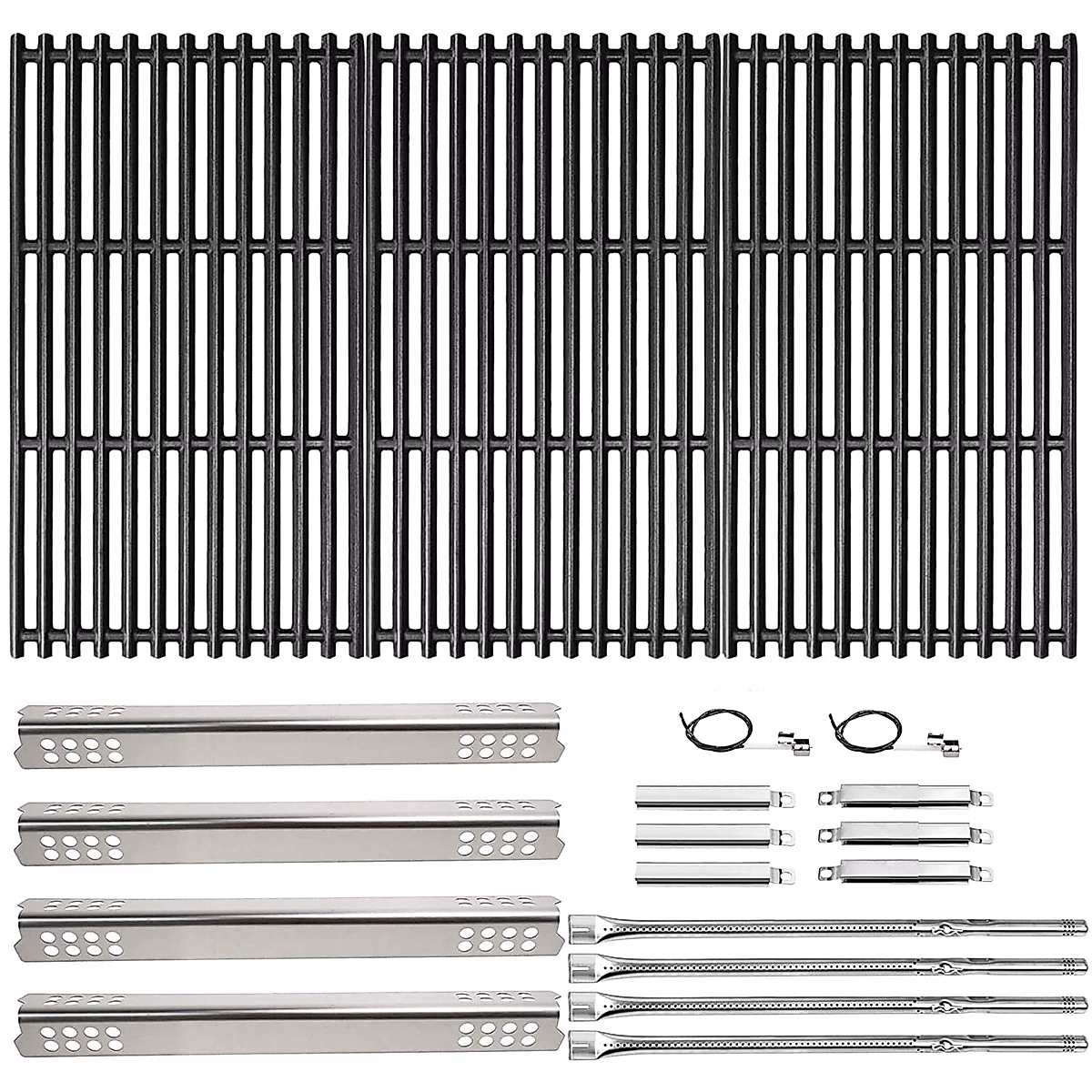 Hisencn Grill Replacement Parts for Charbroil Tru Infrared 463242515 463242516 463243016 463367016 466242515 Grill Burner, Heat Plate Shield, Cooking Grates, G466-2500-W1, G466-0024-W1,G474-0017-W1