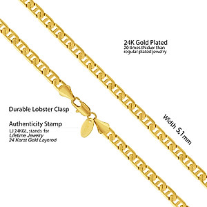 LIFETIME JEWELRY Gold Chain [ 5mm Mariner Link Necklace ] Gold Jewelry for Women and Men - 20X More Real 24k Plating Than Other Fashion Jewelry Necklaces (22)