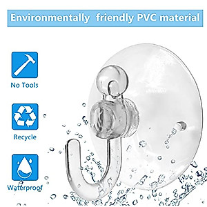Piutouyar 20Pcs Clear Suction Cup Hooks 30mm Plastic Sucker Pads Transparent Suckers for Window Wall Bathroom Shower Kitchen Hook Hanger