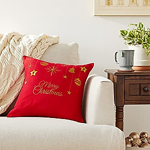 Violet Linen Seasonal Xmas Christmas Holiday Glories Pattern, Polyester Embroidered Jacquard, Ornaments, 18 Inch x 18 Inch, Square, Decorative Accent Throw Pillow