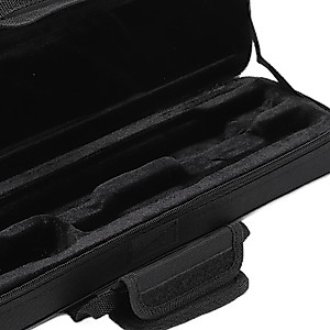 Flute Carry Case with Adjustable Strap and Handle - Padded Instrument Case for 16-Hole Flute - Exterior Pocket (Black)
