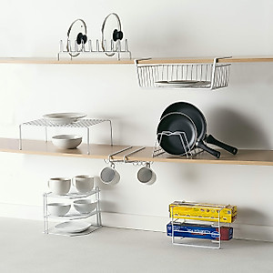 Home Basics 10 Hook Under Shelf Mugs Cup Storage Drying Holder Rack, and closet or Cabinet Hanging Organizer Rack for Ties and Belts, White