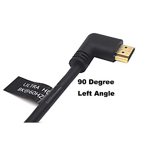 Kework 2 Feet Ultra HD HDMI 8K Cable, 90 Degree Left Angle HDMI 2.1 Version Male to Male High Speed Shield Cable for Xbox TV PS4 PS5 Switch, Support 8K@60HZ 4K@120HZ (Left-Straight)