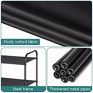 AOODA Long 3 Tier Shoe Rack for Closet Entryway, Stackable Wide Shoe Storage Organizer Holds 24 Pairs Sneaker Shelf for Bedroom, Floor, Garage, Dorm (Black)