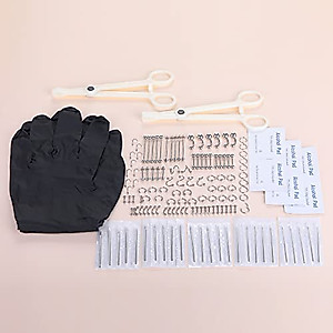 Aumeo 140PCS Stainless Steel Body Piercing Kit 14G 16G 20G Piercing Needles Belly Button Rings Tongue Tragus Cartilage Helix Daith Rook Earring Lip Eyebrow Nose Rings Body Jewelry Tool