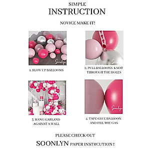 Soonlyn Pink Balloon Arch Kit 12ft Girl's Hot Pink Balloon Garland kit Theme Female Gift for Birthday Baby Shower Wedding Bridal Shower