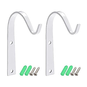 MECCANIXITY Iron Wall Hooks Hanging Bracket 4 Inch Indoor Outdoor for Hanging Lanterns Plants and Lights (White, Pack of 2)