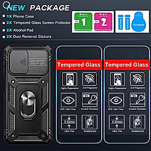 LeYi for Samsung Galaxy A32 5G Case: A32 5G Case with Slide Camera Cover + [2 Packs] Tempered Glass Screen Protector, 360 Full Body Military-Grade Case with Kickstand for A32 5G[Not Fit 4G], Black