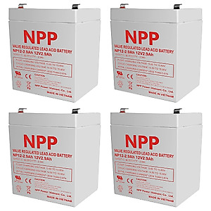 NPP 12V 2.9Ah Rechargeable AGM SLA Battery with F1 Terminals, for UPS, Emergency Light, Alarm Security System etc(4Pcs)