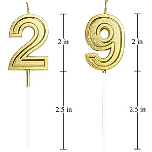 29th Birthday Candles Cake Numeral Candles Happy Birthday Cake Candles Topper Decoration for Birthday Wedding Anniversary Celebration Supplies (Gold)