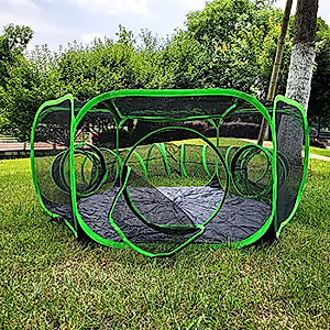 HEYHOME Small Animal Playpen Guinea Pig Hedgehog Cage Rabbit Cage with Fun Surround Tunnel Breathable & Transparent Pop Open Exercise Yard Fence with Top Cover Anti Escape（Patent Pending）