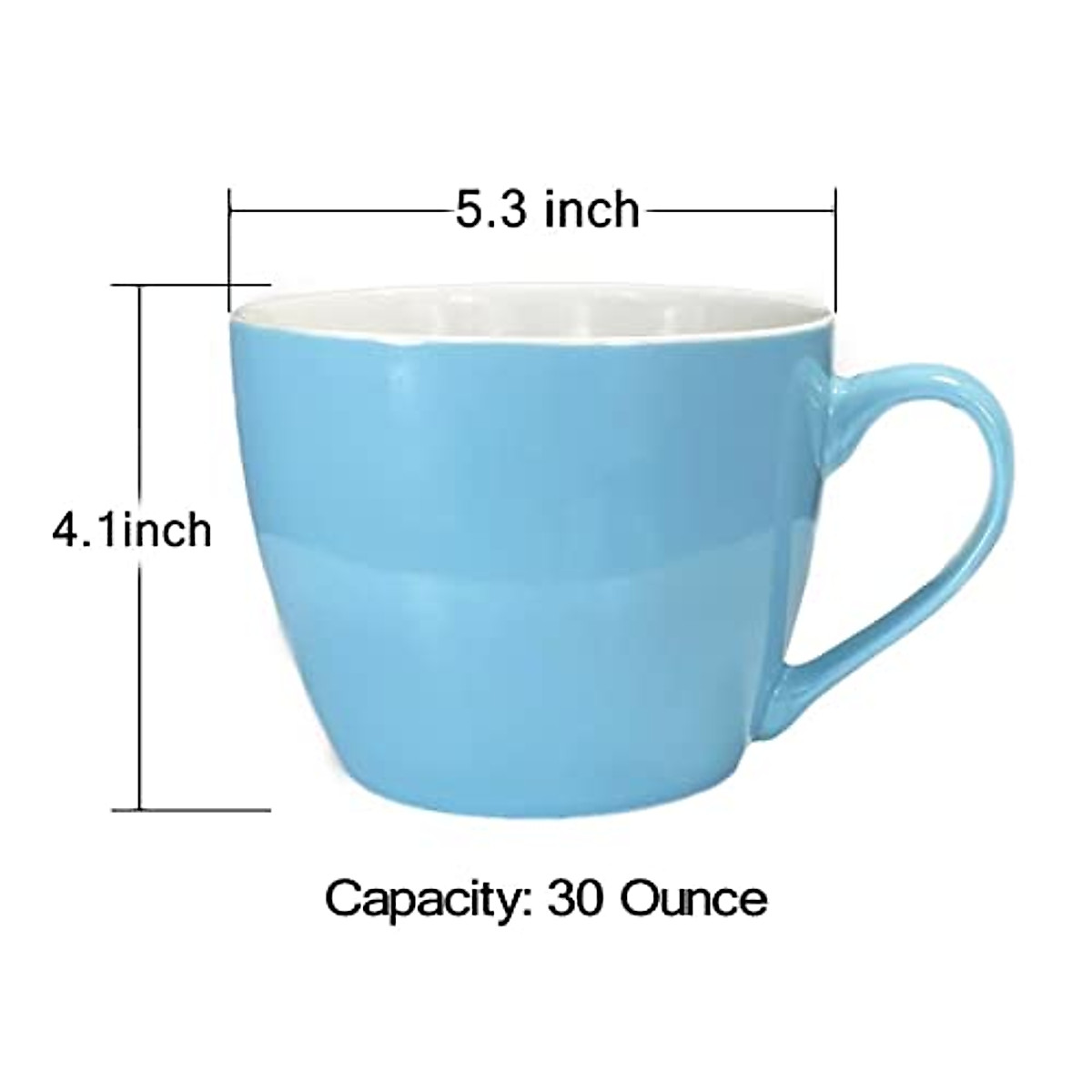 MECOWON 30 OZ Porcelain Coffee Mugs, Set of 2 Large Mugs for Soup, Cereal and Salad (blue)