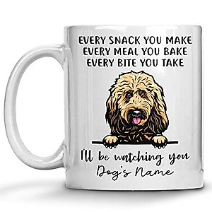 Personalized Goldendoodle Coffee Mug, Every Snack You Make I'll Be Watching You, Customized Dog Mugs for Mom Dad, Gifts for Dog Lover, Mothers Day, Fathers Day, Birthday Presents