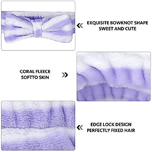 Teqifu 6 Pack Spa Headband,Bow Hair Band Women Facial Makeup Head Band Soft Coral Fleece Bowknot Head Wraps for Washing Face Shower, Bowtie Headbands Adjustable Elastic Hair Band for Girls and Women