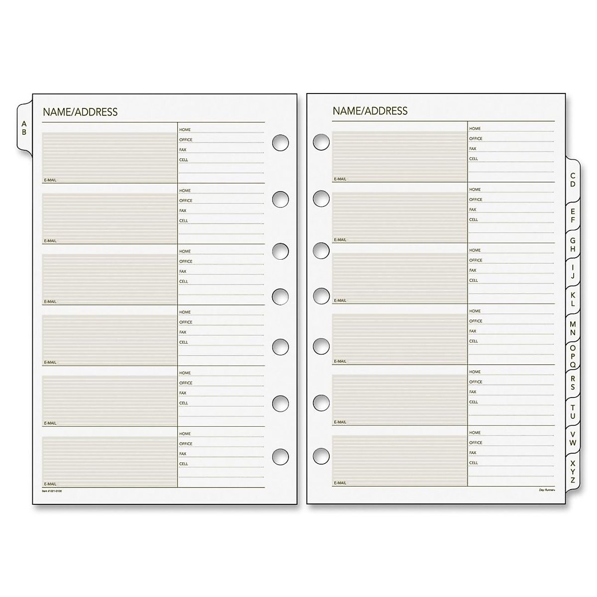 AT-A-GLANCE Day Runner Undated Planner Telephone and Address A–Z Tabs, 5-1/2" x 8-1/2", Size 4, Loose-Leaf (021-0100)