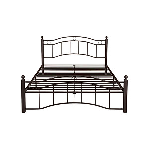 FTOPBTB King Size Metal Platform Bed Frame with Victorian Rustic Style Headboard and Footboard, Ample Under-Bed Storage, Heavy Duty Steel Slat Support, No Box Spring Needed (Black, King)