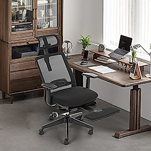 Home Office Desk Chair Ergonomic High Back Office Chair Mesh Office Chair Reclining Computer Chair Swivel Rolling Task Chair with Wheets, Coat Hanger and Adjustable Headrest Armrest, Black