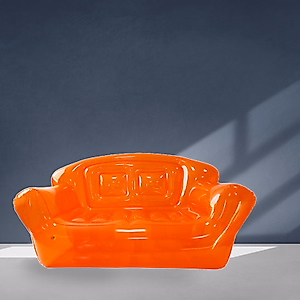 KAERMU Inflatable Deck Chair with Air Pump, PVC Lounger Sofa for Indoor Living Room Bedroom, Outdoor Travel Camping Picnic Beach (Orange)