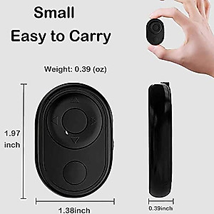 Bluetooth Remote & Page Turner Control - Can Also Use to Scroll Videos for Tiktok and Control to Play/Pause The Video - It Can Work with Most Cellphones/Tablets (Andriod 8.0+ and iOS 6.0+)