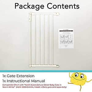 Toddleroo by North States 6 Bar Extension for Deluxe Décor Gate: Adjust your gate to fit your space. Add up to six extensions. No tools required. (Adds 15" width, Warm White)