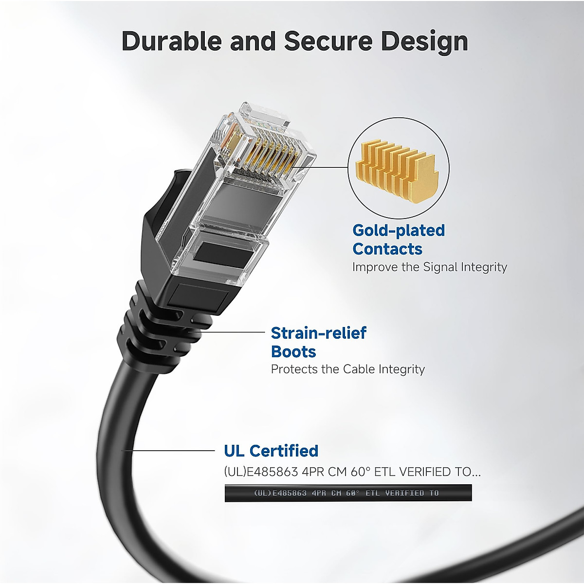 Cable Matters 10Gbps 10-Pack Snagless Cat 6 Ethernet Cable - 10ft, Cat 6 Cable, Cat6 Cord, Ethernet Cord, Black