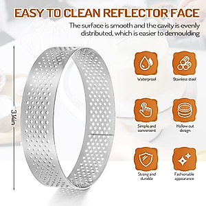 Wuden 6pcs Round Tart Ring Stainless Steel Porous Tart Bottom Tower Pie Cake Mould Heat-Resistant Perforated Cake Mousse 8cm