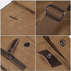 Vintage Canvas Cross Body Casual Shoulder Bag, Multipurpose Messenger Bag Purse Briefcase Travel Organizer Bag Multi-pocket Handbag , Coffee